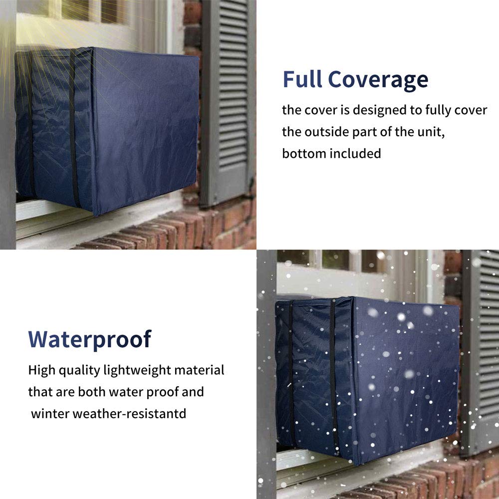 Qualward Window Air Conditioner Cover for Outside Unit, AC Covers for Outdoor Window Medium Size - 25.5" W x 20.5" D x 17" H Inches, Blue