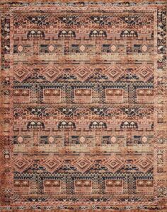 loloi layla 7'-6" x 9'-6" area rug in mocha / blush - thick area rug, soft area rug with, vintage inspired distressed design, low pile, non-shedding, easy clean, durable living room rug