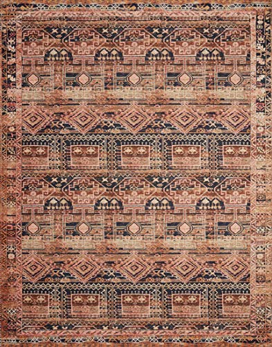 Loloi Layla 7'-6" x 9'-6" Area Rug in Mocha / Blush - Thick Area Rug, Soft Area Rug with, Vintage Inspired Distressed Design, Low Pile, Non-Shedding, Easy Clean, Durable Living Room Rug