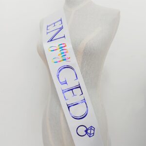 Magnusson's Garden Engayged Sash, Bride, Groom to Be Sash Gay Pride Lesbian Wedding Shower Bachelor Bachelorette Party Same Sex Wedding Engagement Decor, LGBTQ Pride Month Parade Accessory