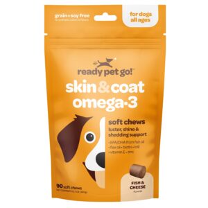 Ready Pet Go! Omega 3 & Turmeric Chews for Dogs | Hip & Joint Support | Fish Oil for Dog Shedding, Skin Allergy, Itch Relief | 90 Chews Each