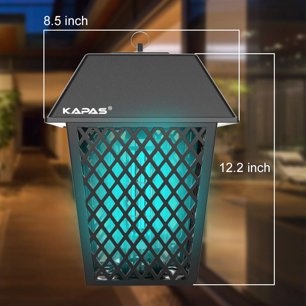 KAPAS Electric Bug Zappers, 20W Outdoor & Indoor Blue Light Pest Control Lantern for Mosquitoes, Flies, Gnats, Pests & Other Insects (Black - 1 Pack)