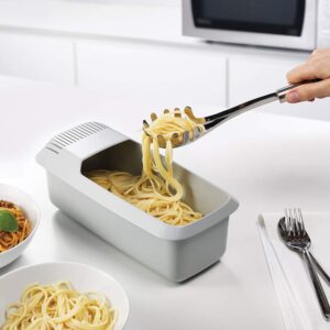 Kitchen Tools Spaghetti Bowl,Microwave Pasta Cooker with Strainer Heat Resistant Pasta Boat Steamer Spaghetti Noodle Cooker,30 14 10CM