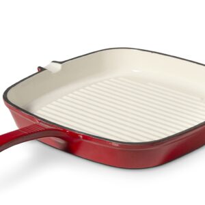 Eternal Living Enameled Cast Iron Skillet Fry Pan 9.5", Red