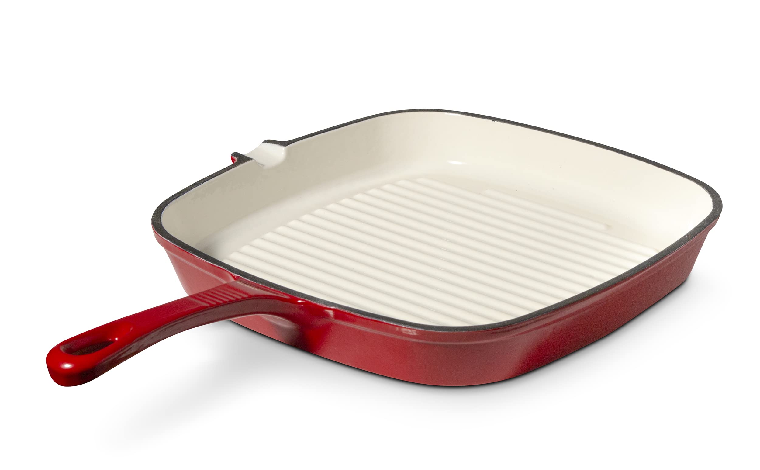 Eternal Living Enameled Cast Iron Skillet Fry Pan 9.5", Red