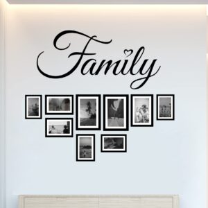 world of wall decal family wall decal quotes sayings family words sign decor for living room wall art lettering vinyl stickers (10hx22w inches matte black)