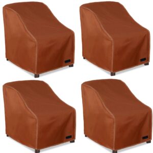 nettypro patio chair covers for outdoor furniture 4 pack, waterproof heavy duty lawn patio furniture cover deep seat dining chair covers high back, 30w x 33d x 34h inches, brown