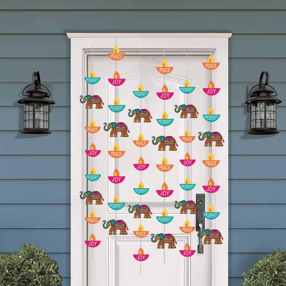 Happy Diwali Party Hanging Decoration Supplies - Festival of Lights Doorway Curtain Party Hanging Decor(12PCS)