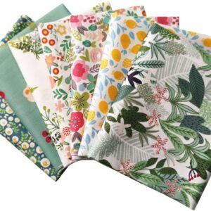 Qililandiy 7 Pcs Floral and Cactus Series Cotton Fabric Fat Quarters Fabric Bundles 18x22 inch for Sewing Quilting and Crafting Projects