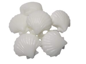 abb inc white seashell soaps for nautical or beach theme bridal shower, wedding or baby guest bath, beach scented glycerin - pack of 20