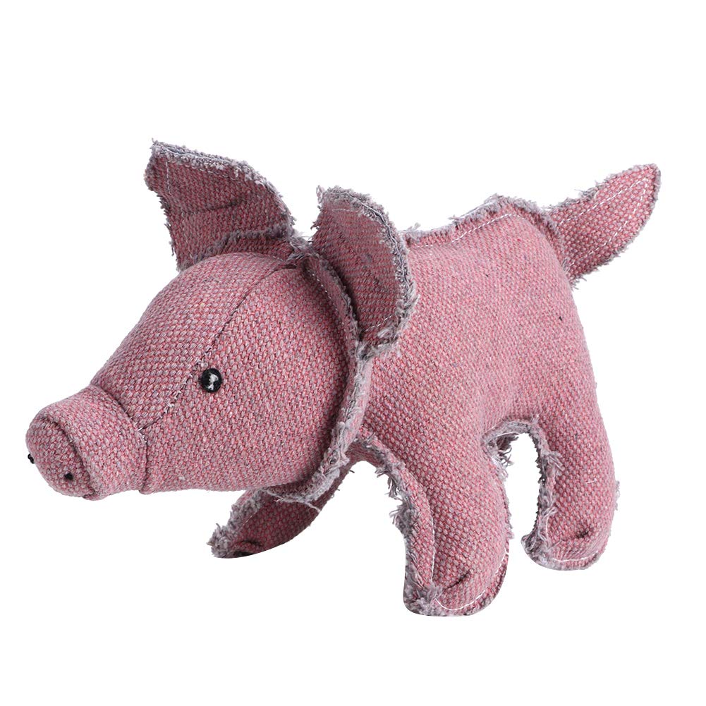 Pssopp Soft Pig Animals Shapes Dog Toy Stuffed Pet Chew Toys Teeth Cleaning Toys for Dogs Puppies(Pig)