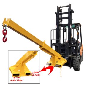 INTBUYING Adjustable Forklift Jib Boom Crane, Lifting up to 4400LB/2T, with a Mobile Crane Hoist and Truss Hook Extension Attachment Ranging from 63-98in, for Forklift Towing and Handling Equipment