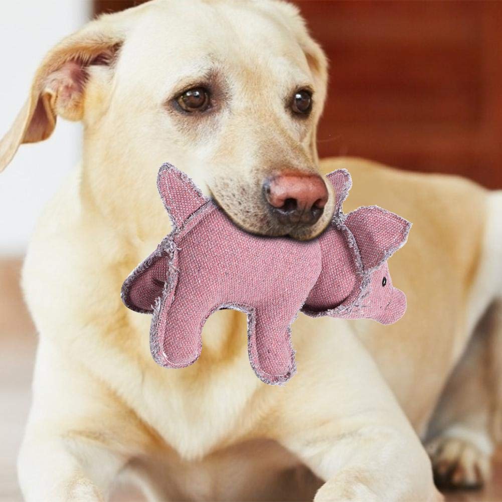 Pssopp Soft Pig Animals Shapes Dog Toy Stuffed Pet Chew Toys Teeth Cleaning Toys for Dogs Puppies(Pig)