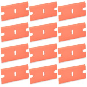 200pcs plastic razor blades, non-scratch double edged, for 1.5-inch universal safety scraper plastic common scraper, remove decals, stickers, adhesive, clean glass window, orange