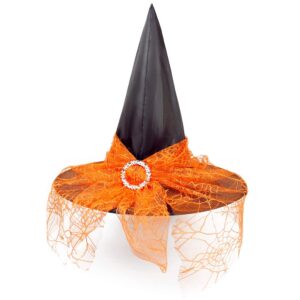 Giga Gud 4 pcs Halloween Witch Hat Halloween Vintage Witch Hat, See-Through Lace Veils Printed Hats Party Supplies Halloween Costume Accessories