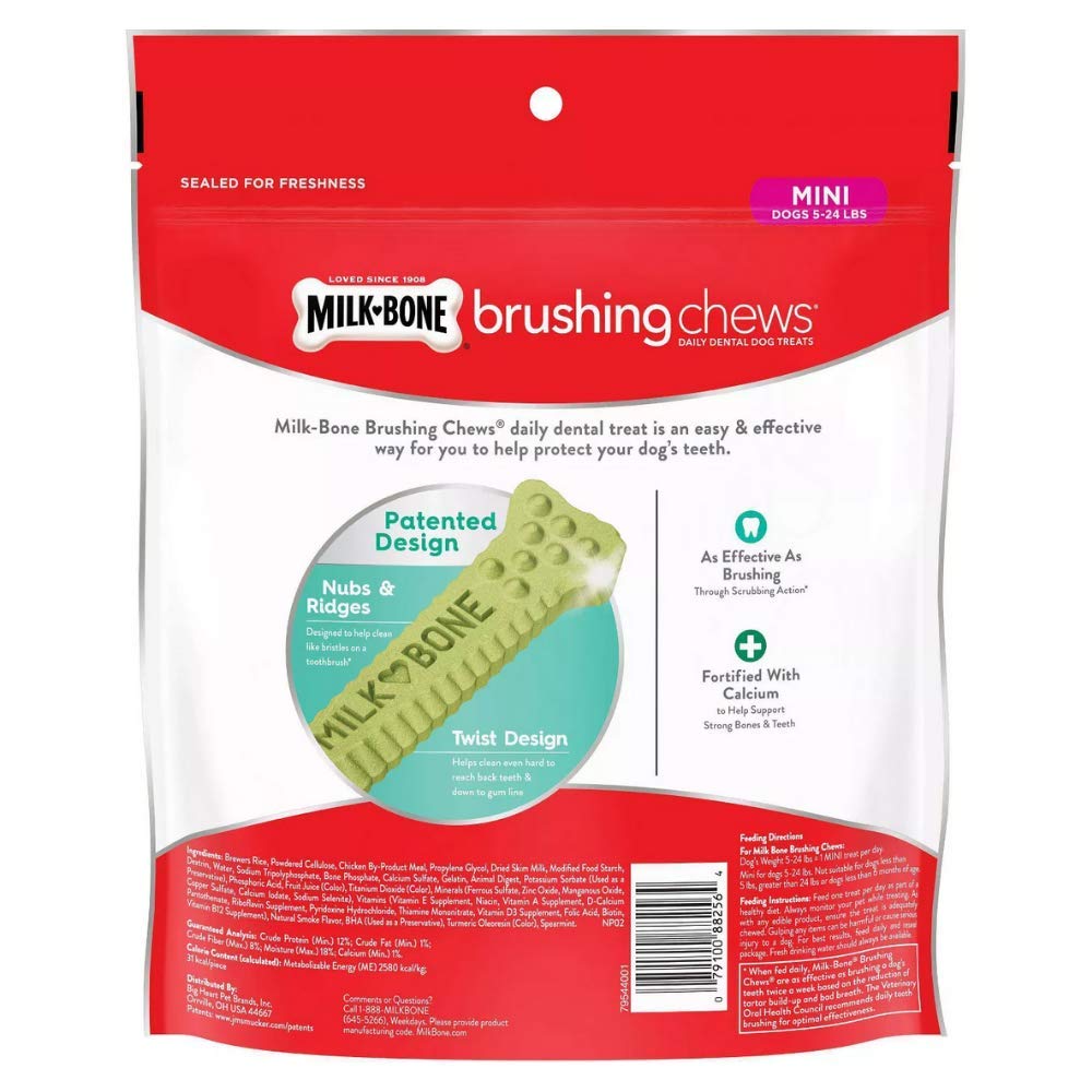 48 Mini Milk-Bone Fresh Breath Brushing Chews Daily Dental Dog Treats and Dogs Life Nation Waste Bag Bundle