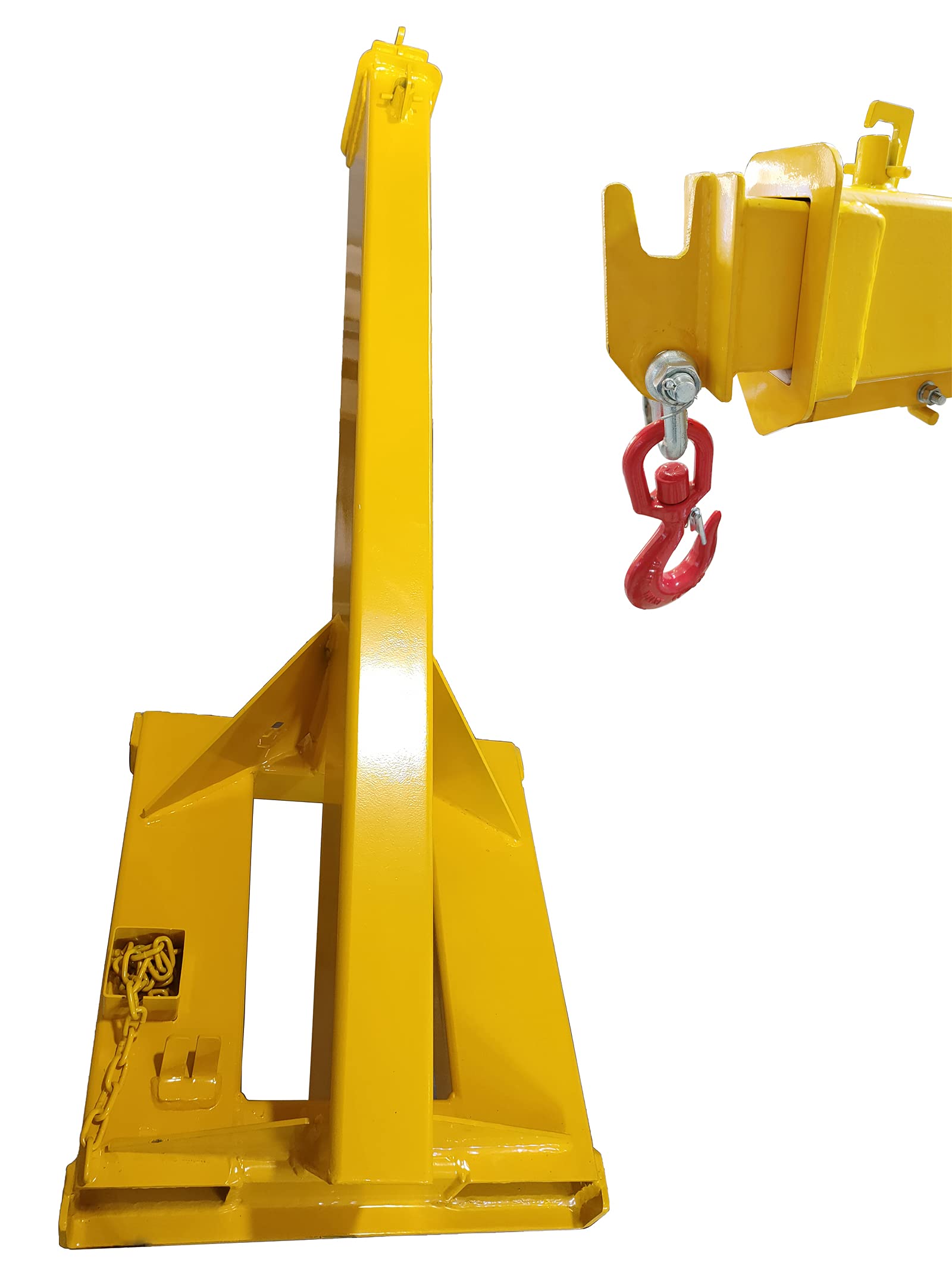 INTBUYING Adjustable Forklift Jib Boom Crane, Lifting up to 4400LB/2T, with a Mobile Crane Hoist and Truss Hook Extension Attachment Ranging from 63-98in, for Forklift Towing and Handling Equipment