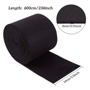 BENECREAT 19.7FTx5.5" Felt Fabric Craft Felt Fabric Roll Black Nonwoven Felt Roll for DIY Craft Patchwork Sewing, 3mm Thick