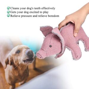 Pssopp Soft Pig Animals Shapes Dog Toy Stuffed Pet Chew Toys Teeth Cleaning Toys for Dogs Puppies(Pig)