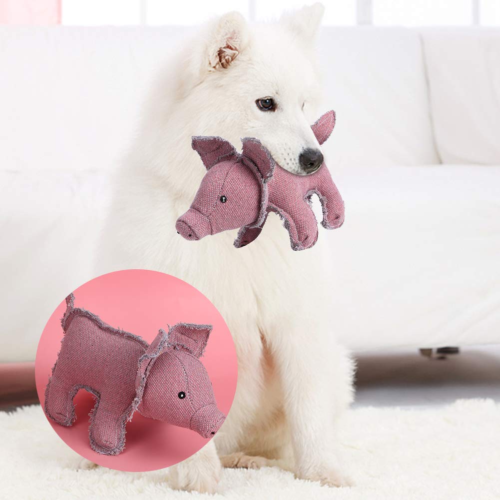 Pssopp Soft Pig Animals Shapes Dog Toy Stuffed Pet Chew Toys Teeth Cleaning Toys for Dogs Puppies(Pig)