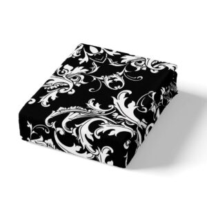 Feelyou Girls Damask Pattern Comforter Cover Boho Damask Bedding Set for Women Adults Black White Baroque Style Duvet Cover European Pattern Room Decor Queen Size Quilt Cover 3Pcs