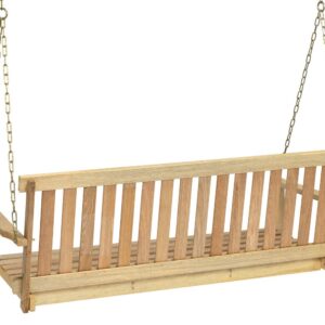 Traditional 4-Foot Wooden Porch Swing Seat with Chains Woodlawn&Home, 800018