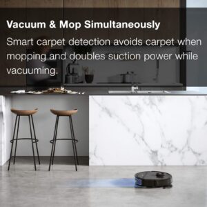 ECOVACS Deebot Ozmo T8 AIVI Robot Vacuum Cleaner & Mop with Auto-Empty Station, Smart Objection Recognition, Advanced Laser Mapping, High Efficiency Filter Ideal for Pet Hair, 3+ Hours of Runtime