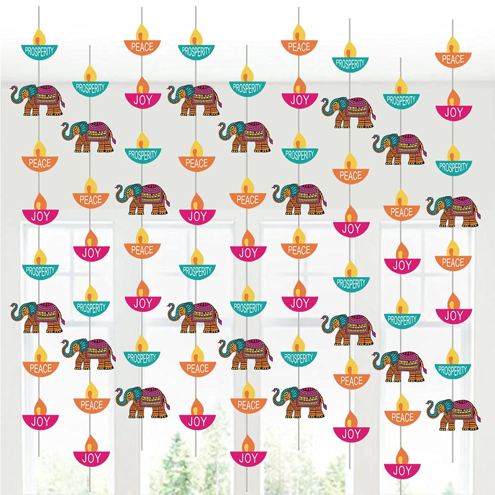 Happy Diwali Party Hanging Decoration Supplies - Festival of Lights Doorway Curtain Party Hanging Decor(12PCS)