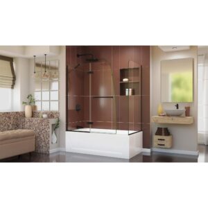 DreamLine Aqua Ultra 48 in. W x 30 in. D x 58 in. H Frameless Hinged Tub Door with Return Panel in Matte Black