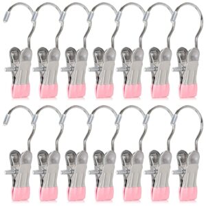 odilco 24pack boot hanger clips, pink hook clips hanger clips hold hanging clothes pins hooks - portable stainless steel home travel hangers clips