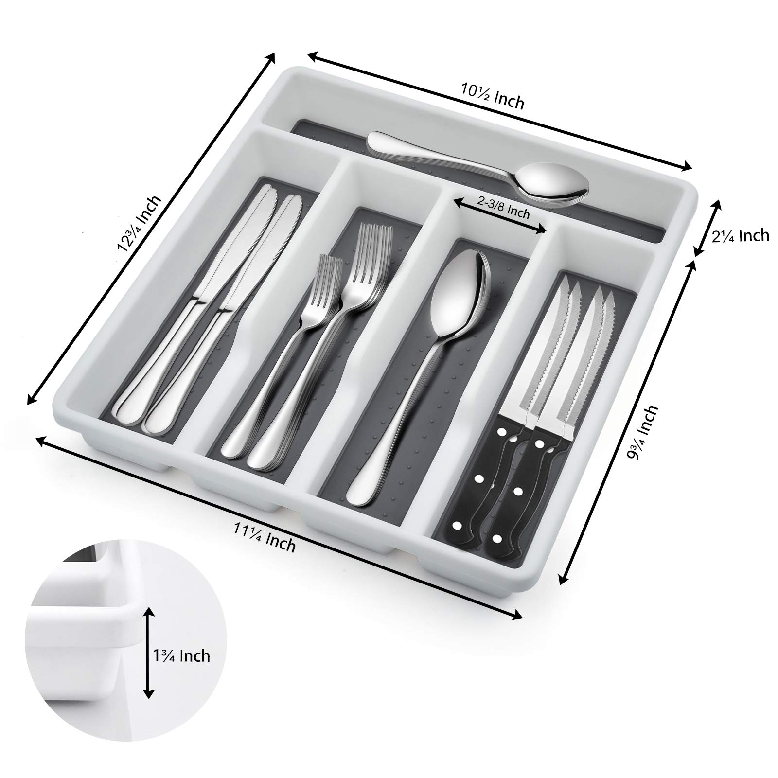 E-far 24-Piece Silverware Set with Organizer Tray and Steak Knives, Stainless Steel Flatware Cutlery Service for 4, Basic Tableware Eating Utensils for Home Kitchen, Mirror Polished, Dishwasher Safe