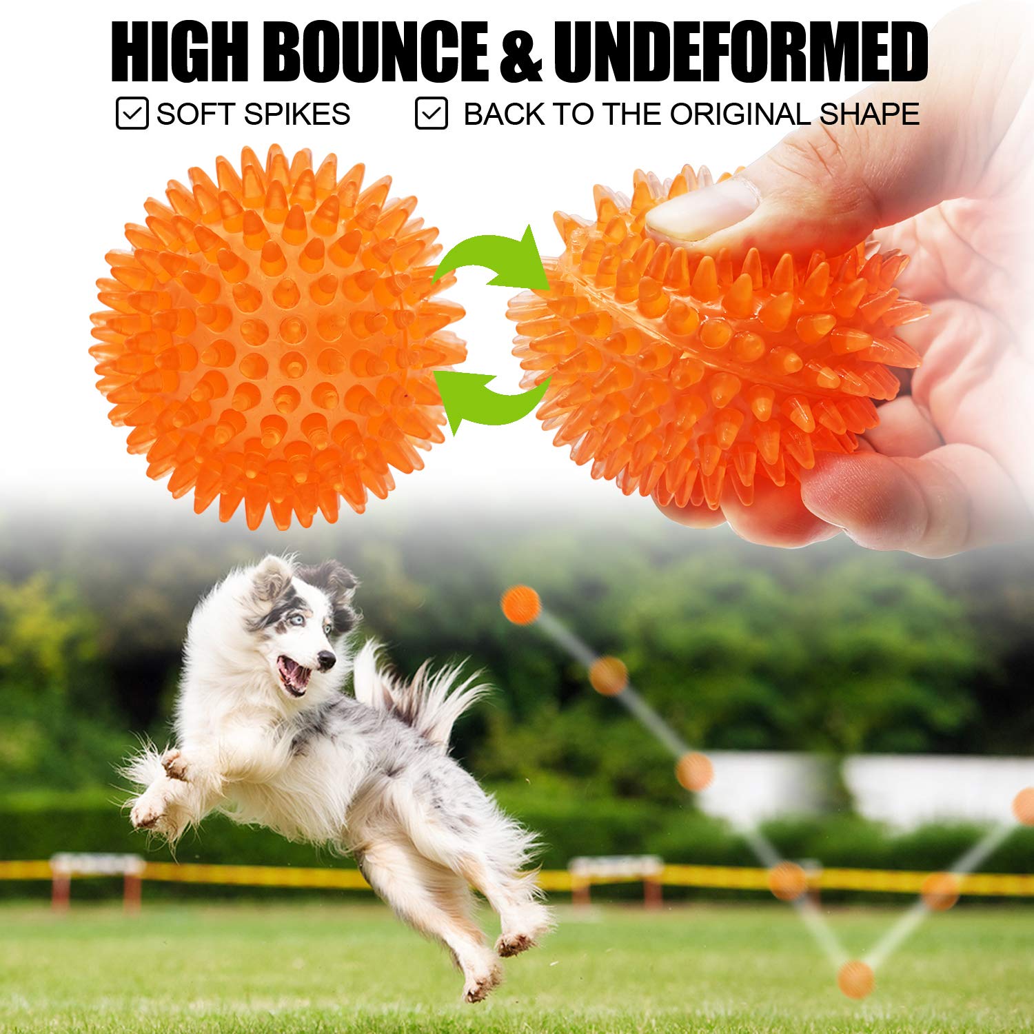 CHLEBEM Dog Balls Squeaky Small Dog Toys Puppy Toys Dog Chew Toy for Small Medium Dogs Interactive Durable Toys Chewing Cleaning Teeth Rubber Dog Ball Pet Teething