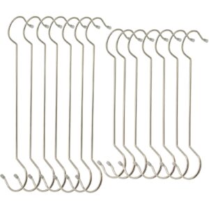 maydahui 14pcs extra long s shaped hooks(7pcs 16 inch+7pcs 12 inch) plant hanging hooks stainless steel silver hanger for kitchenware pergola bird feeder flower basket indoor outdoor uses