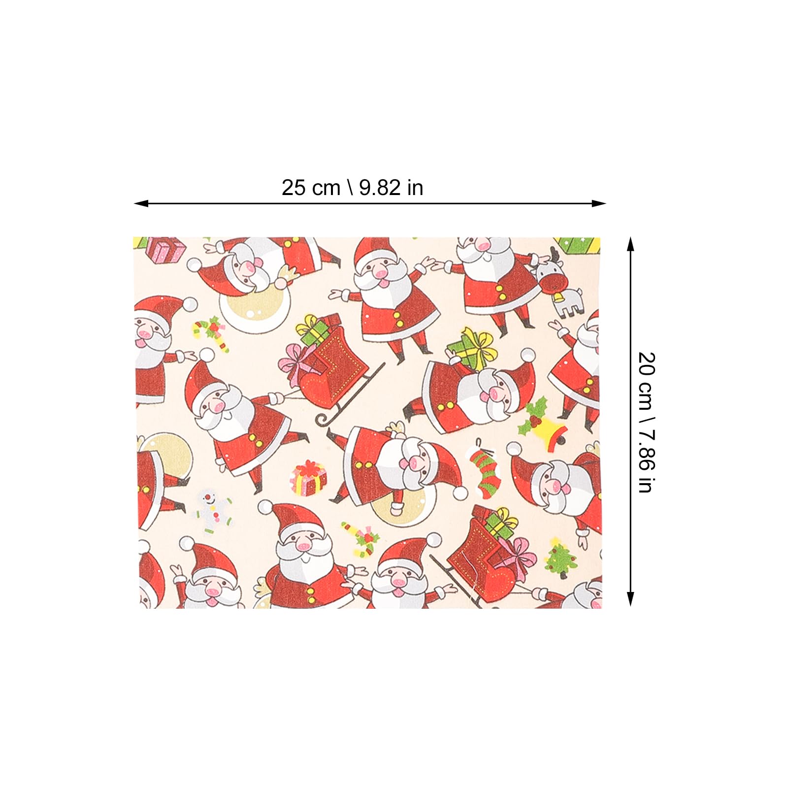 EXCEART 10 Sheets Christmas Cotton Fabric Bundles Square Christmas Tree Quilting Patchwork Precut Santa Claus Printed Fabric Scraps for Christmas Sewing DIY Crafts 20x25cm