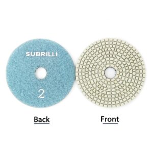 Wet/Dry 3 Step Diamond Polishing Pads 4" Sanding Discs Grit 2 for Granite Marble Concrete (3-Pcs)