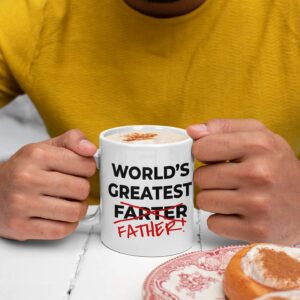 World's Greatest Farter Funny Fathers Day Coffee Mug | Best Farter Ever Coffee Cup - Funny Fathers Day Mugs from Son Daughter Kids | Cool Christmas Presents Fun Birthday Gag Gifts (WGF White)