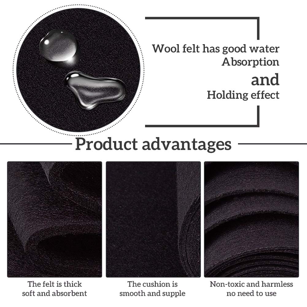 BENECREAT 19.7FTx5.5" Felt Fabric Craft Felt Fabric Roll Black Nonwoven Felt Roll for DIY Craft Patchwork Sewing, 3mm Thick