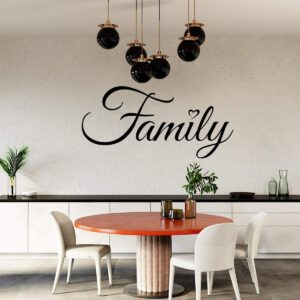 World of Wall Decal Family Wall Decal Quotes Sayings Family Words Sign Decor for Living Room Wall Art Lettering Vinyl Stickers (10Hx22W inches Matte Black)