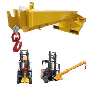 intbuying adjustable forklift jib boom crane, lifting up to 4400lb/2t, with a mobile crane hoist and truss hook extension attachment ranging from 63-98in, for forklift towing and handling equipment