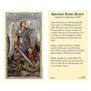 laminated holy card saint michael spiritual armor prayer, religious card set for pocket, wallet, purse daily devotional, pack of 5