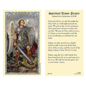 Laminated Holy Card Saint Michael Spiritual Armor Prayer, Religious Card Set for Pocket, Wallet, Purse Daily Devotional, Pack of 5