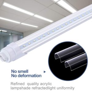 R17D/HO 8FT LED Shop Bulb, Rotating Base LED Tube Light, 6000K Clear Lens, Dual-Ended Power Bulb Lights, non-dimmable, 2 Pin, BALLAST REMOVED, (Replacement for F96T12/CW/HO 110W Fluorescent Light)