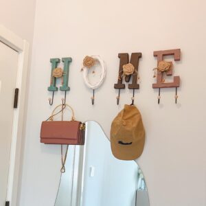 N/D Wall Hooks Set, Wooden Hooks for Wall with 7 Pegs, Coat Rack Wall Mount, Hat Rack entryway Hooks,Purse Hanger for Wall, Key Holder for Wall, Decorative Hooks for Hanging Things,Purse Hanger(Blue)