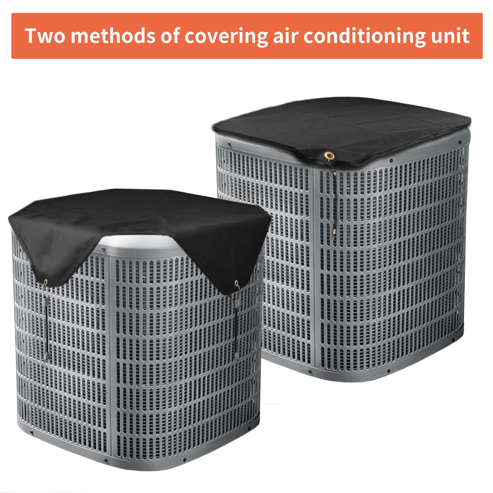 Qualward Air Conditioner Covers for Outside Units, AC Cover for Outdoor Central Unit Top Heavy Duty Water-Resistant Fits Up to 32 x 32 Inch, Black