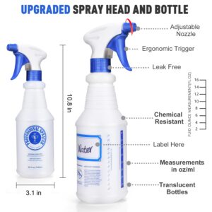 Plastic Spray Bottle 4 Pack 24 Oz (Upgraded Sprayer) for Cleaning Solutions, Bleach Spray, Planting, Pets, Heavy Duty Empty Spraying Sprayer Mist Water Bottles with Adjustable Nozzle, Measurements