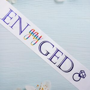 Magnusson's Garden Engayged Sash, Bride, Groom to Be Sash Gay Pride Lesbian Wedding Shower Bachelor Bachelorette Party Same Sex Wedding Engagement Decor, LGBTQ Pride Month Parade Accessory