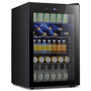 antarctic star beverage refigerator -120 can mini fridge for soda beer or wine,small drink dispenser, for office or bar with adjustable removable shelves，4.5 cu. ft. (black)…