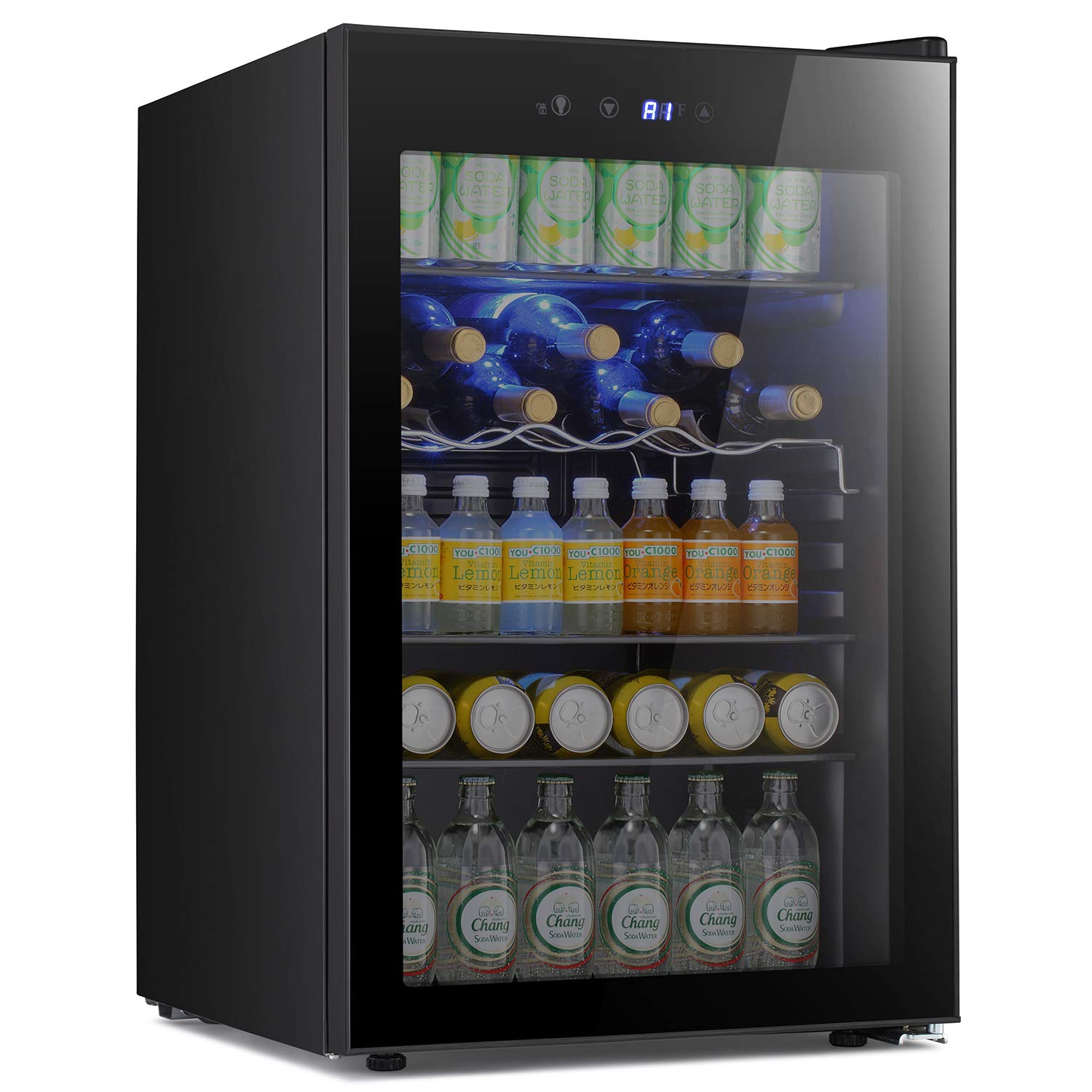 Antarctic Star Beverage Refigerator -120 Can Mini Fridge for Soda Beer or wine,Small Drink Dispenser, For Office or Bar with Adjustable Removable Shelves，4.5 Cu. Ft. (Black)…