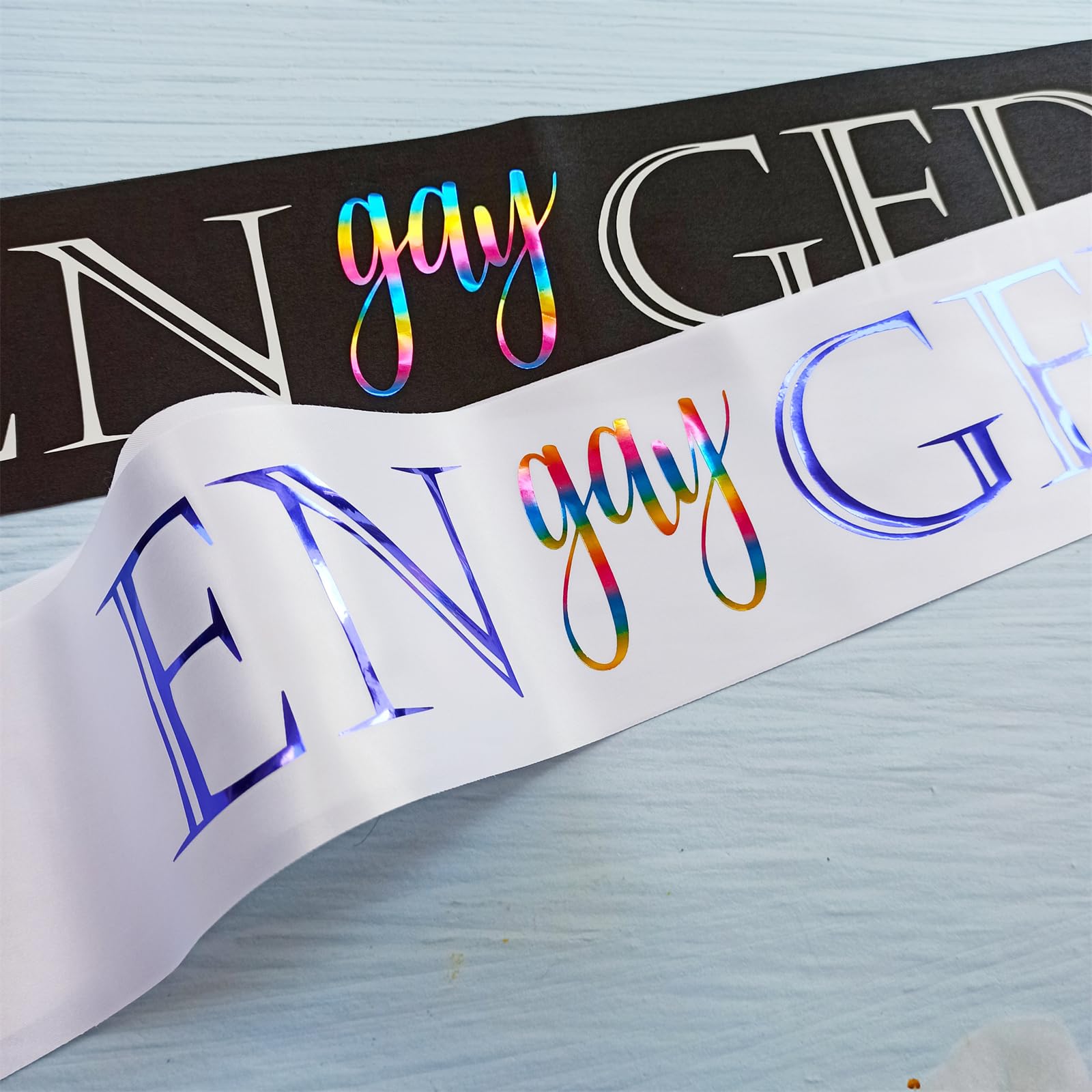 Magnusson's Garden Engayged Sash, Bride, Groom to Be Sash Gay Pride Lesbian Wedding Shower Bachelor Bachelorette Party Same Sex Wedding Engagement Decor, LGBTQ Pride Month Parade Accessory