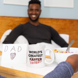 World's Greatest Farter Funny Fathers Day Coffee Mug | Best Farter Ever Coffee Cup - Funny Fathers Day Mugs from Son Daughter Kids | Cool Christmas Presents Fun Birthday Gag Gifts (WGF White)